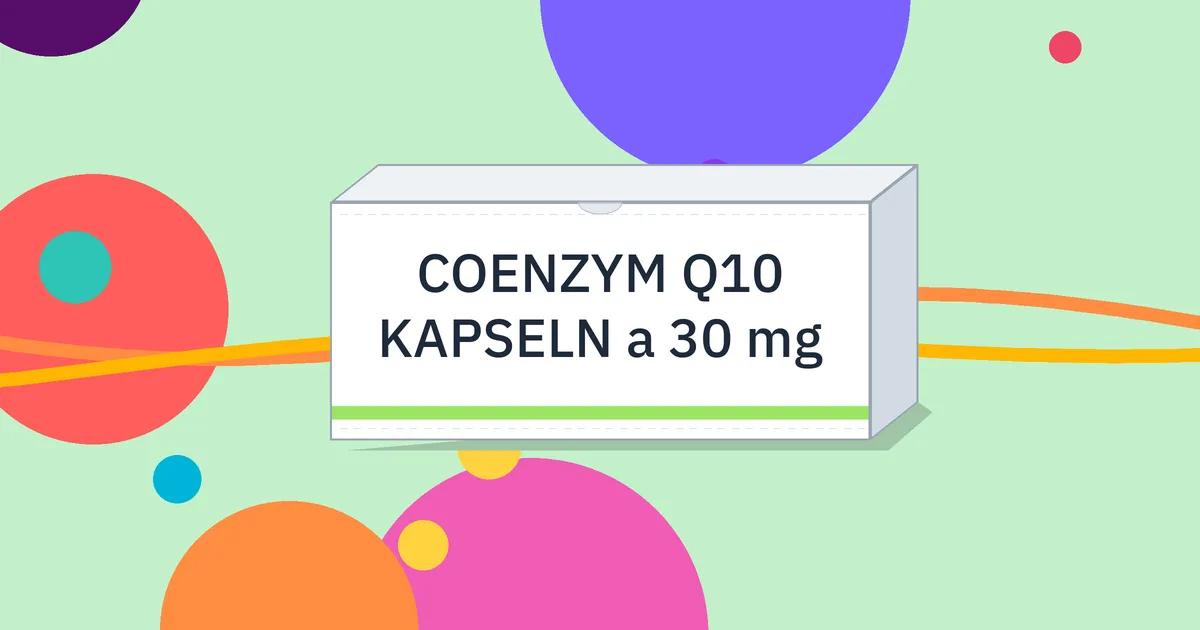 Symbolbild: Packung mit der Aufschrift COENZYM Q10 KAPSELN a 30 mg (PZN 01802931) – Verfügbarkeit und Bezug in Apotheken in Frankfurt am Main