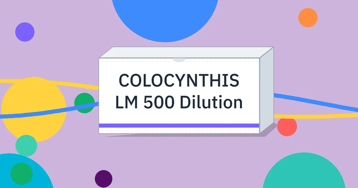 Symbolbild: Packung mit der Aufschrift COLOCYNTHIS LM 500 Dilution (PZN 13693281) – Verfügbarkeit und Bezug in Apotheken in Frankfurt am Main