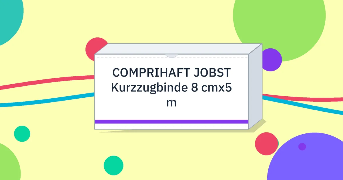 Symbolbild: Packung mit der Aufschrift COMPRIHAFT JOBST Kurzzugbinde 8 cmx5 m (PZN 11295004) – Verfügbarkeit und Bezug in Apotheken in Frankfurt am Main