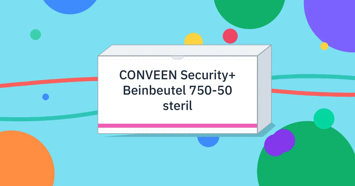 Symbolbild: Packung mit der Aufschrift CONVEEN Security+ Beinbeutel 750-50 steril (PZN 10299626) – Verfügbarkeit und Bezug in Apotheken in Frankfurt am Main