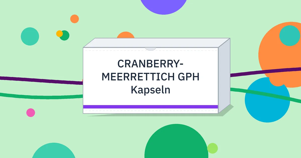 Symbolbild: Packung mit der Aufschrift CRANBERRY-MEERRETTICH GPH Kapseln (PZN 10264881) – Verfügbarkeit und Bezug in Apotheken in Frankfurt am Main