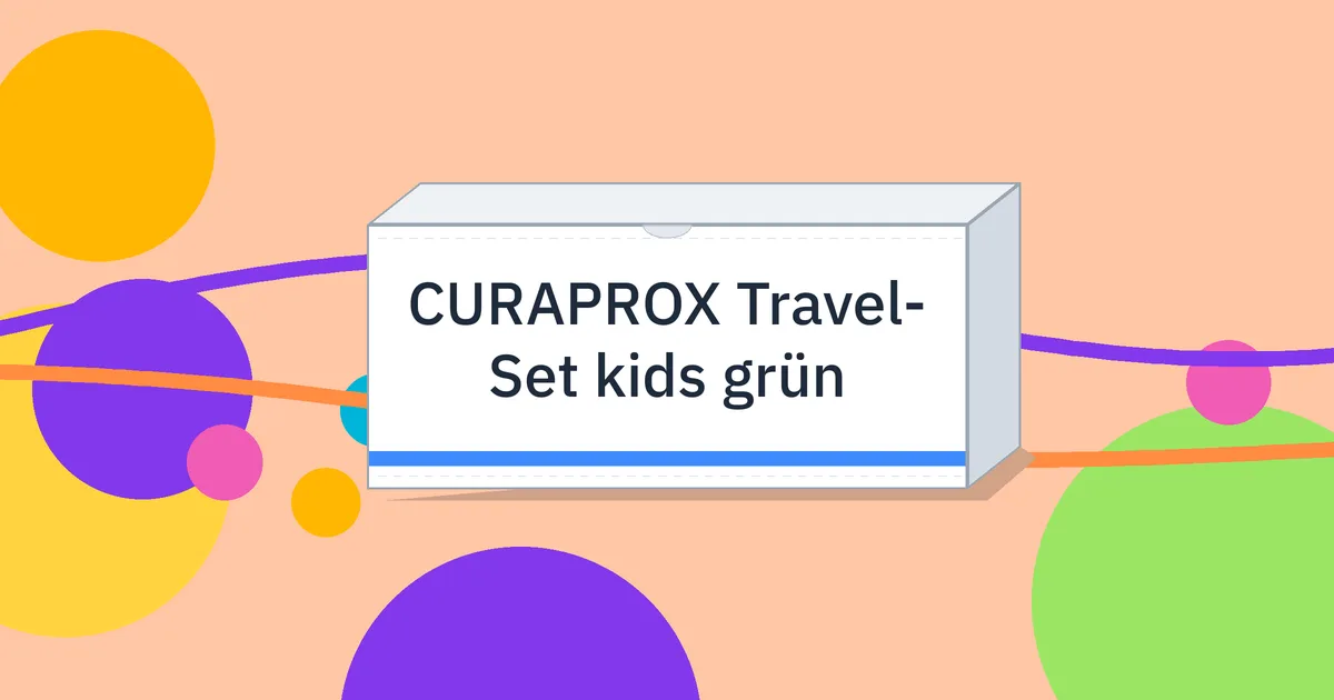 Symbolbild: Packung mit der Aufschrift CURAPROX Travel-Set kids grün (PZN 20043394) – Verfügbarkeit und Bezug in Apotheken in Frankfurt am Main