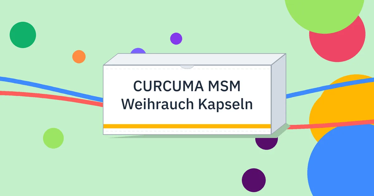 Symbolbild: Packung mit der Aufschrift CURCUMA MSM Weihrauch Kapseln (PZN 18254540) – Verfügbarkeit und Bezug in Apotheken in Frankfurt am Main
