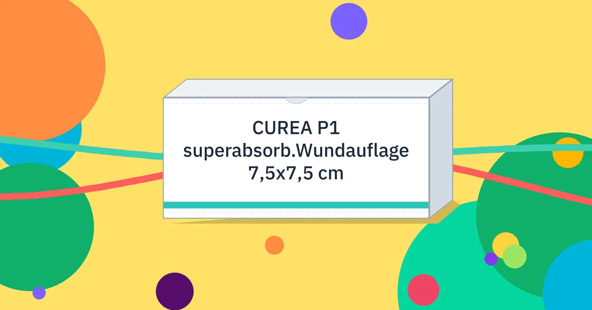 Symbolbild: Packung mit der Aufschrift CUREA P1 superabsorb.Wundauflage 7,5x7,5 cm (PZN 04122148) – Verfügbarkeit und Bezug in Apotheken in Frankfurt am Main