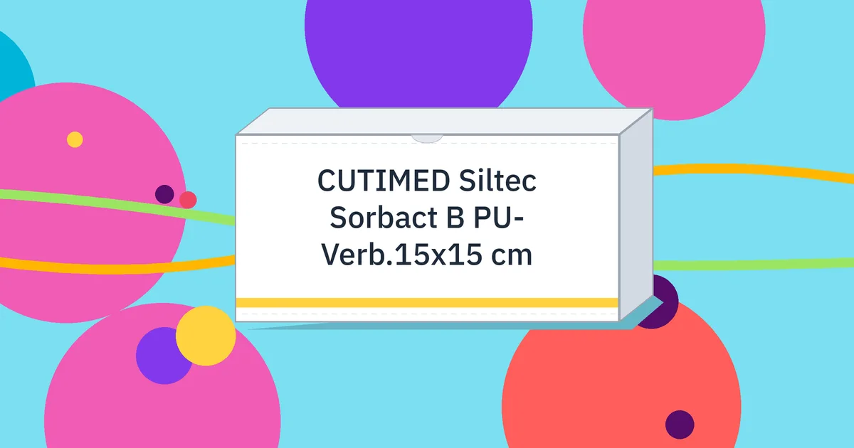 Symbolbild: Packung mit der Aufschrift CUTIMED Siltec Sorbact B PU-Verb.15x15 cm (PZN 20060553) – Verfügbarkeit und Bezug in Apotheken in Frankfurt am Main