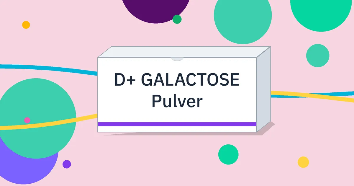 Symbolbild: Packung mit der Aufschrift D+ GALACTOSE Pulver (PZN 11644982) – Verfügbarkeit und Bezug in Apotheken in Frankfurt am Main