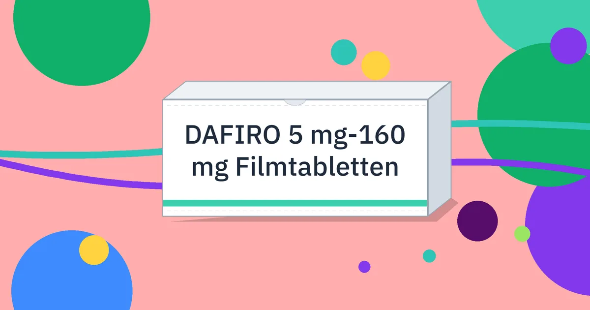 Symbolbild: Packung mit der Aufschrift DAFIRO 5 mg-160 mg Filmtabletten (PZN 11873323) – Verfügbarkeit und Bezug in Apotheken in Frankfurt am Main