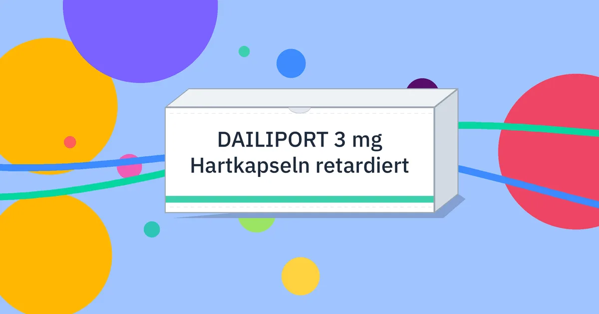 Symbolbild: Packung mit der Aufschrift DAILIPORT 3 mg Hartkapseln retardiert (PZN 18061189) – Verfügbarkeit und Bezug in Apotheken in Frankfurt am Main