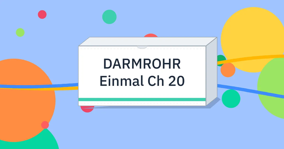 Symbolbild: Packung mit der Aufschrift DARMROHR Einmal Ch 20 (PZN 02438456) – Verfügbarkeit und Bezug in Apotheken in Frankfurt am Main
