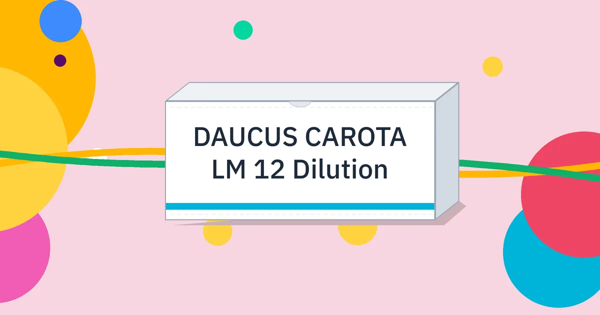 Symbolbild: Packung mit der Aufschrift DAUCUS CAROTA LM 12 Dilution (PZN 13462848) – Verfügbarkeit und Bezug in Apotheken in Frankfurt am Main