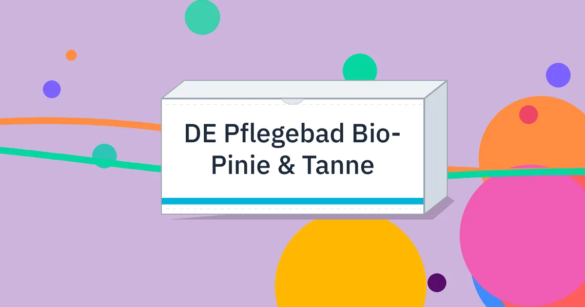 Symbolbild: Packung mit der Aufschrift DE Pflegebad Bio-Pinie & Tanne (PZN 17889101) – Verfügbarkeit und Bezug in Apotheken in Frankfurt am Main