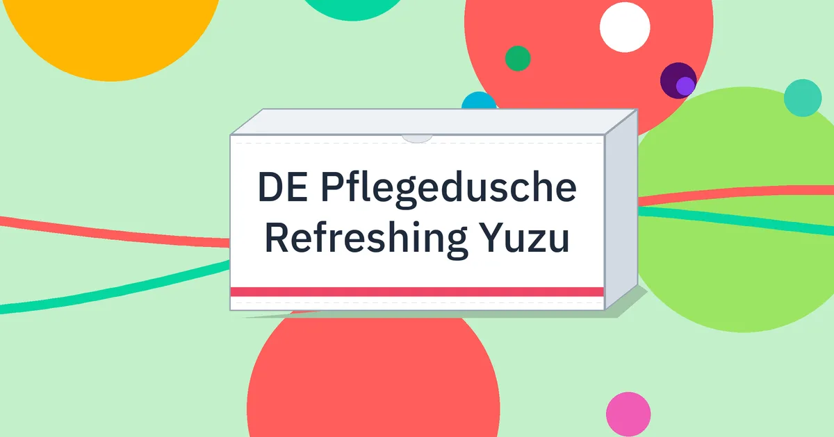 Symbolbild: Packung mit der Aufschrift DE Pflegedusche Refreshing Yuzu (PZN 16388325) – Verfügbarkeit und Bezug in Apotheken in Frankfurt am Main