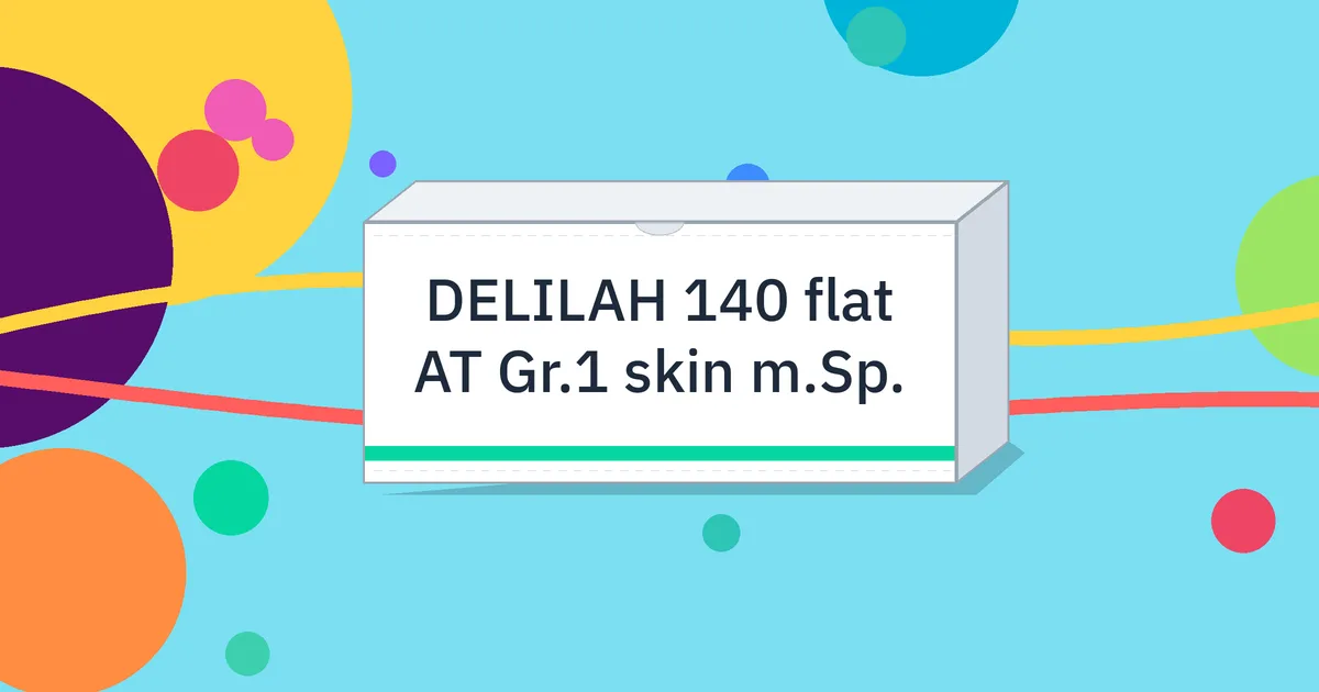 Symbolbild: Packung mit der Aufschrift DELILAH 140 flat AT Gr.1 skin m.Sp. (PZN 14247537) – Verfügbarkeit und Bezug in Apotheken in Frankfurt am Main