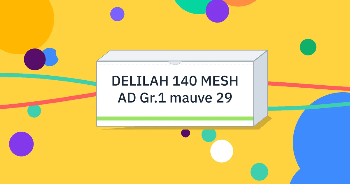 Symbolbild: Packung mit der Aufschrift DELILAH 140 MESH AD Gr.1 mauve 29 (PZN 13849180) – Verfügbarkeit und Bezug in Apotheken in Frankfurt am Main
