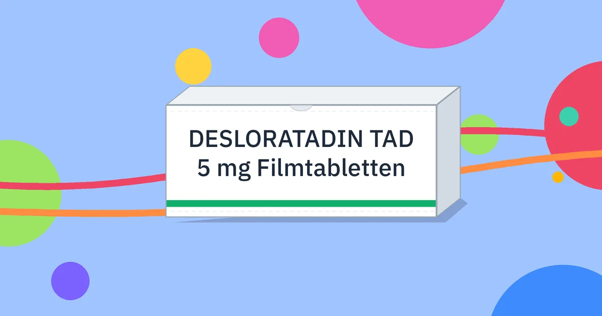 Symbolbild: Packung mit der Aufschrift DESLORATADIN TAD 5 mg Filmtabletten (PZN 16507729) – Verfügbarkeit und Bezug in Apotheken in Frankfurt am Main