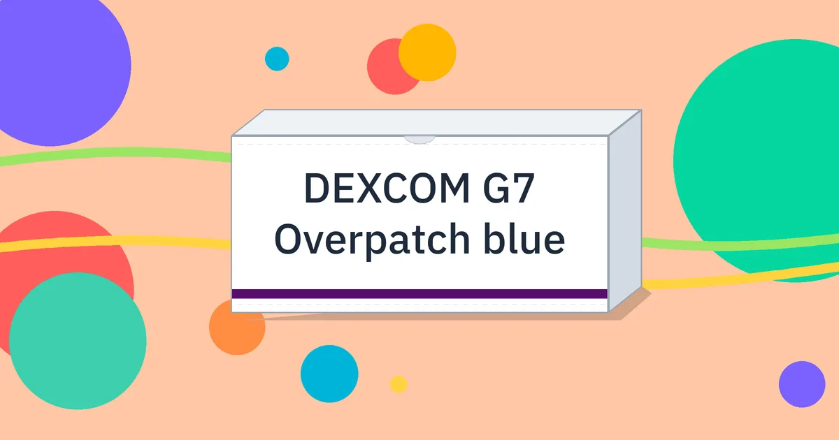 Symbolbild: Packung mit der Aufschrift DEXCOM G7 Overpatch blue (PZN 19865984) – Verfügbarkeit und Bezug in Apotheken in Frankfurt am Main