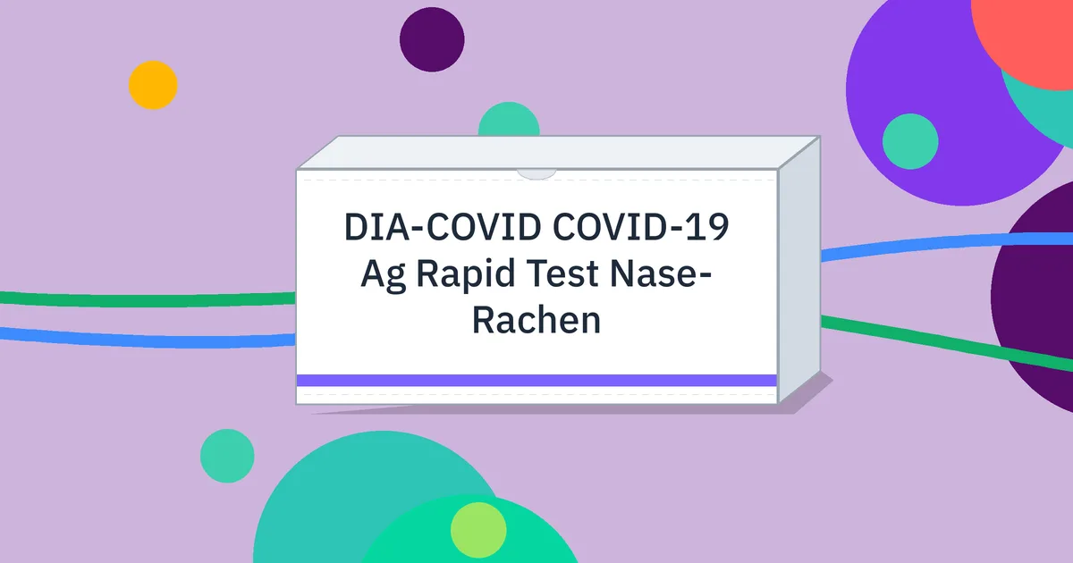 Symbolbild: Packung mit der Aufschrift DIA-COVID COVID-19 Ag Rapid Test Nase-Rachen (PZN 17181046) – Verfügbarkeit und Bezug in Apotheken in Frankfurt am Main