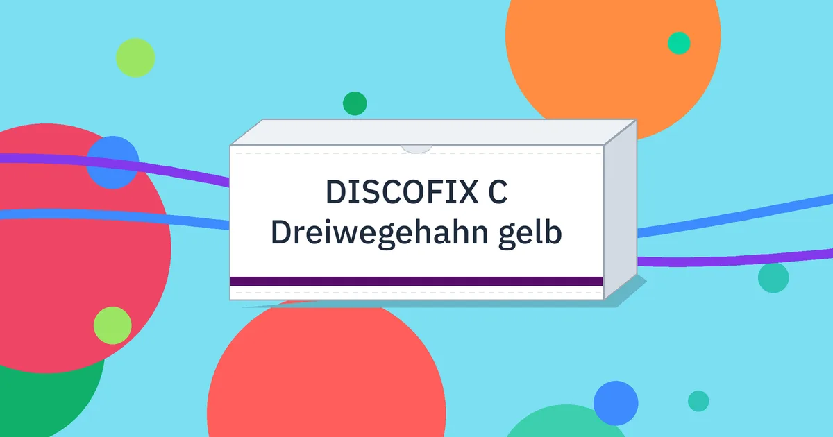 Symbolbild: Packung mit der Aufschrift DISCOFIX C Dreiwegehahn gelb (PZN 19768092) – Verfügbarkeit und Bezug in Apotheken in Frankfurt am Main