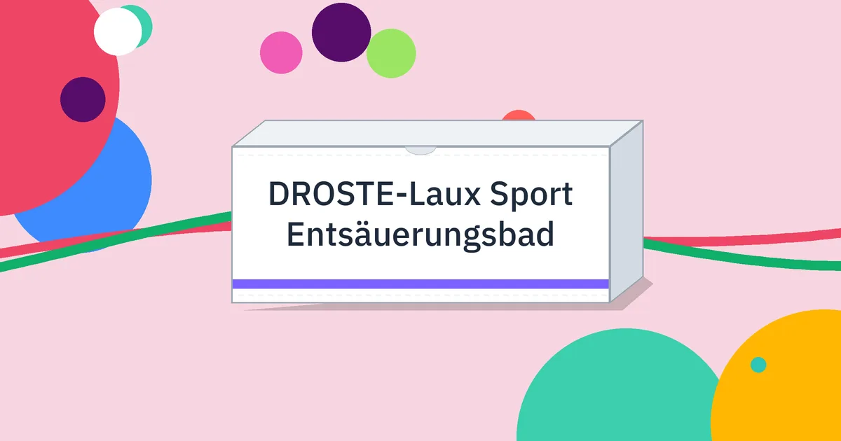 Symbolbild: Packung mit der Aufschrift DROSTE-Laux Sport Entsäuerungsbad (PZN 10271378) – Verfügbarkeit und Bezug in Apotheken in Frankfurt am Main
