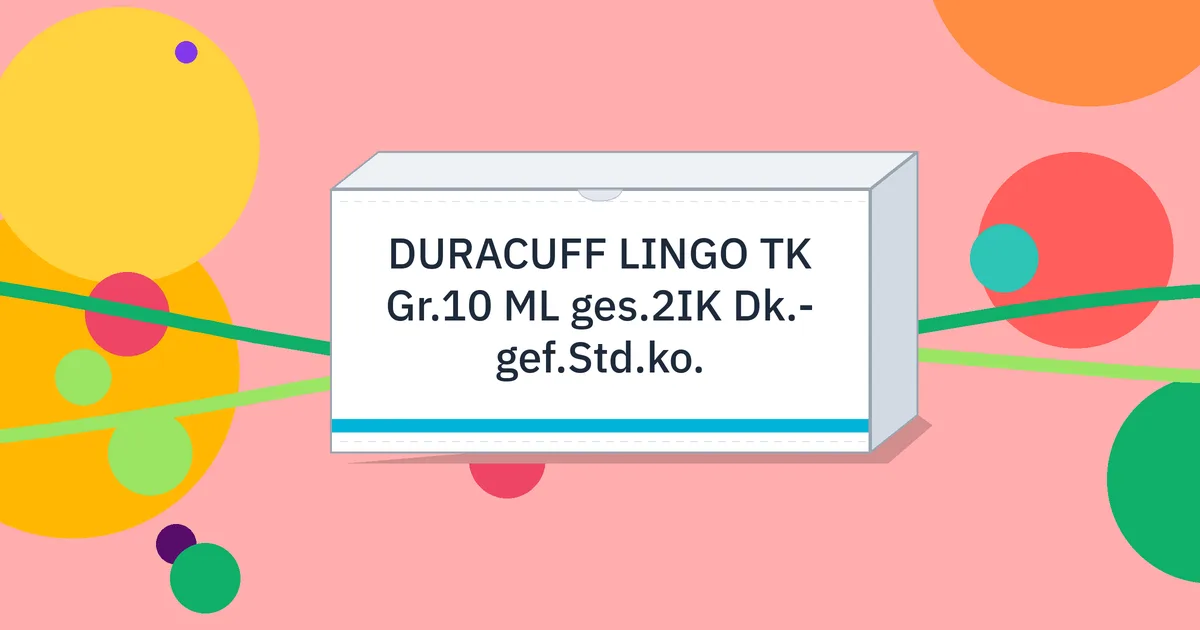 Symbolbild: Packung mit der Aufschrift DURACUFF LINGO TK Gr.10 ML ges.2IK Dk.-gef.Std.ko. (PZN 04961185) – Verfügbarkeit und Bezug in Apotheken in Frankfurt am Main