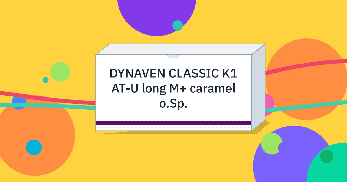 Symbolbild: Packung mit der Aufschrift DYNAVEN CLASSIC K1 AT-U long M+ caramel o.Sp. (PZN 18416741) – Verfügbarkeit und Bezug in Apotheken in Frankfurt am Main