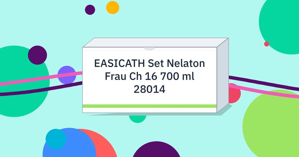 Symbolbild: Packung mit der Aufschrift EASICATH Set Nelaton Frau Ch 16 700 ml 28014 (PZN 00599310) – Verfügbarkeit und Bezug in Apotheken in Frankfurt am Main