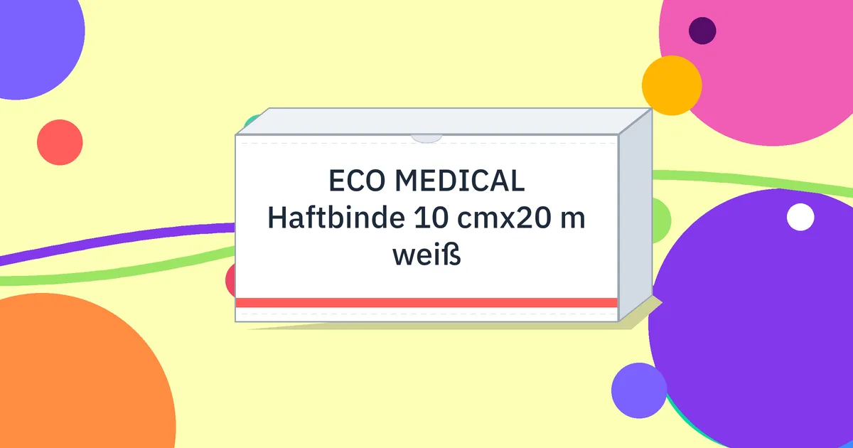 Symbolbild: Packung mit der Aufschrift ECO MEDICAL Haftbinde 10 cmx20 m weiß (PZN 00734191) – Verfügbarkeit und Bezug in Apotheken in Frankfurt am Main