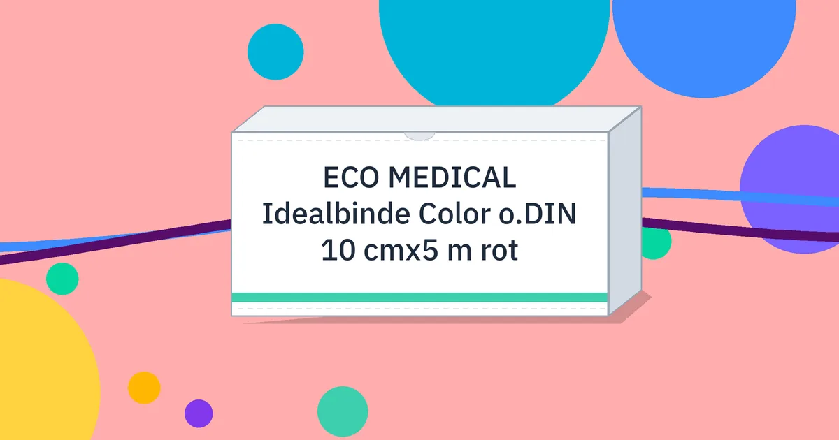 Symbolbild: Packung mit der Aufschrift ECO MEDICAL Idealbinde Color o.DIN 10 cmx5 m rot (PZN 00744373) – Verfügbarkeit und Bezug in Apotheken in Frankfurt am Main