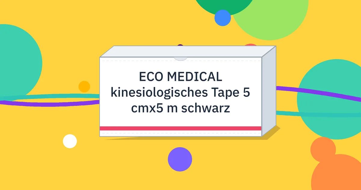 Symbolbild: Packung mit der Aufschrift ECO MEDICAL kinesiologisches Tape 5 cmx5 m schwarz (PZN 10109005) – Verfügbarkeit und Bezug in Apotheken in Frankfurt am Main