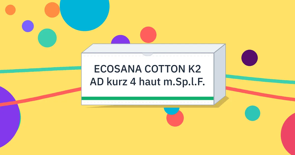 Symbolbild: Packung mit der Aufschrift ECOSANA COTTON K2 AD kurz 4 haut m.Sp.l.F. (PZN 16947919) – Verfügbarkeit und Bezug in Apotheken in Frankfurt am Main