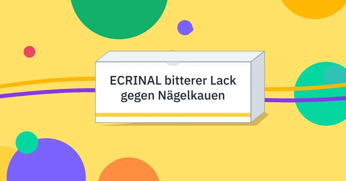 Symbolbild: Packung mit der Aufschrift ECRINAL bitterer Lack gegen Nägelkauen (PZN 11184919) – Verfügbarkeit und Bezug in Apotheken in Frankfurt am Main