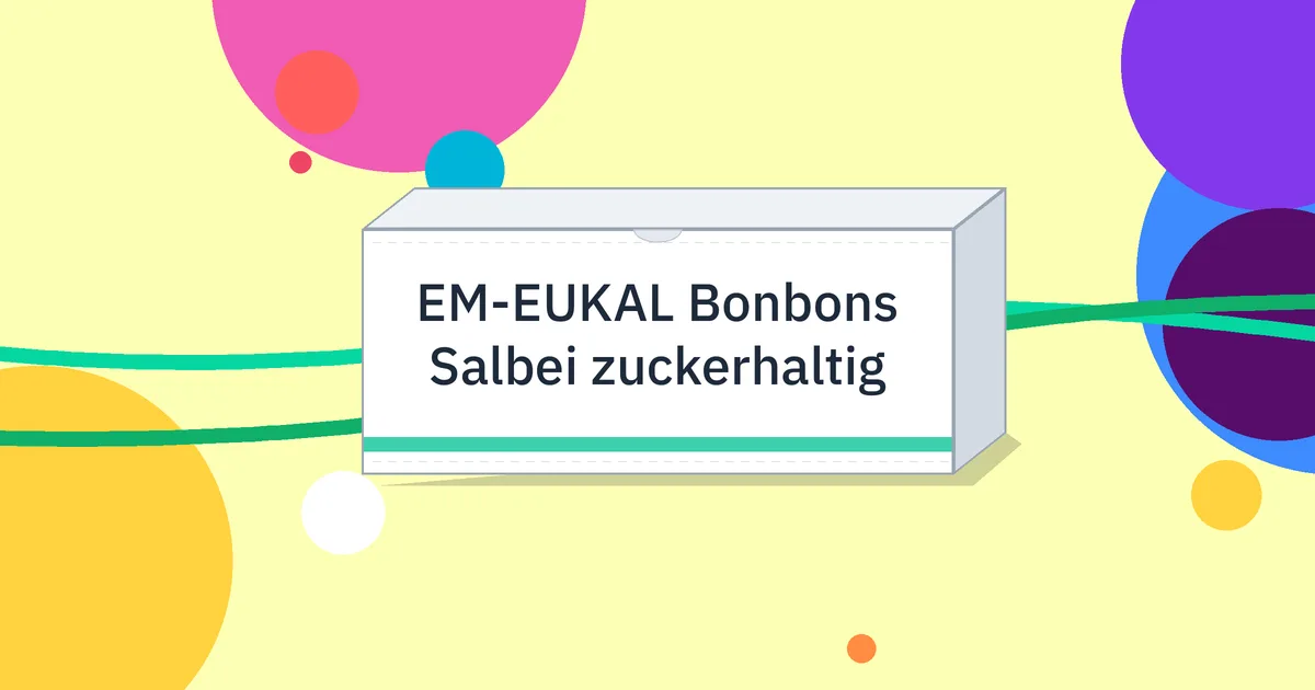 Symbolbild: Packung mit der Aufschrift EM-EUKAL Bonbons Salbei zuckerhaltig (PZN 03166913) – Verfügbarkeit und Bezug in Apotheken in Frankfurt am Main