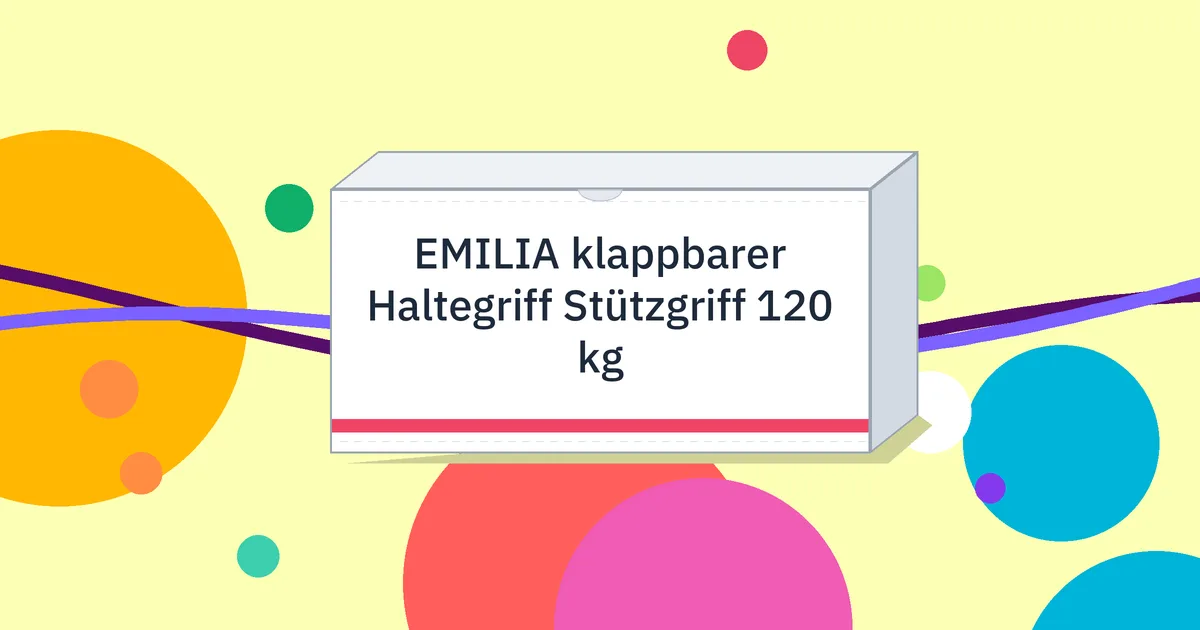 Symbolbild: Packung mit der Aufschrift EMILIA klappbarer Haltegriff Stützgriff 120 kg (PZN 18007362) – Verfügbarkeit und Bezug in Apotheken in Frankfurt am Main