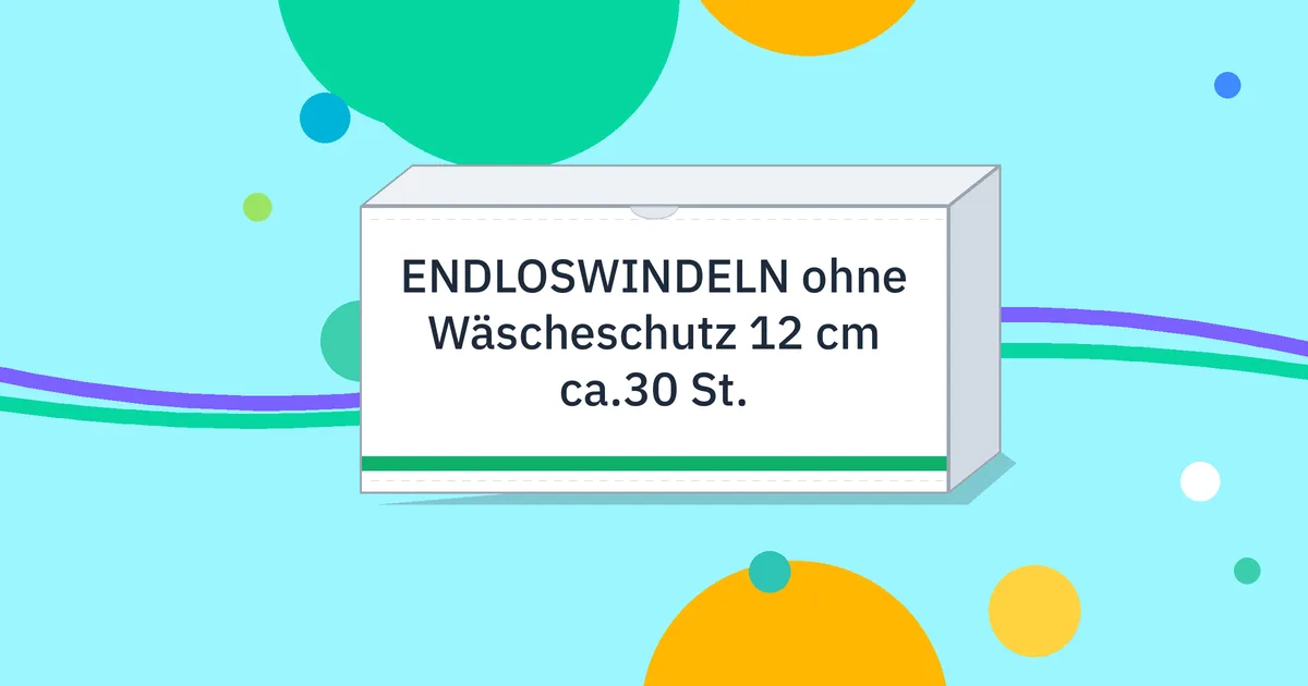 Symbolbild: Packung mit der Aufschrift ENDLOSWINDELN ohne Wäscheschutz 12 cm ca.30 St. (PZN 00234324) – Verfügbarkeit und Bezug in Apotheken in Frankfurt am Main