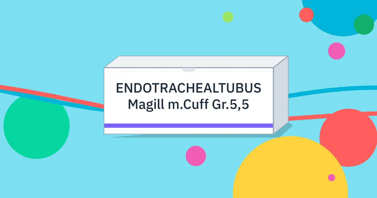 Symbolbild: Packung mit der Aufschrift ENDOTRACHEALTUBUS Magill m.Cuff Gr.5,5 (PZN 02860818) – Verfügbarkeit und Bezug in Apotheken in Frankfurt am Main