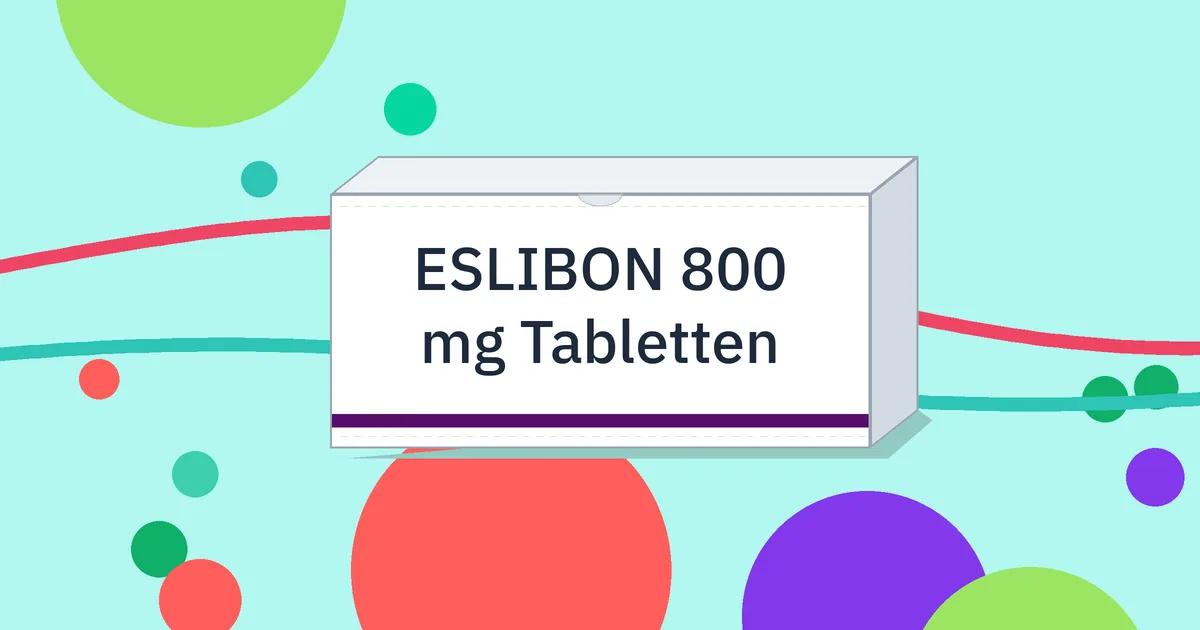 Symbolbild: Packung mit der Aufschrift ESLIBON 800 mg Tabletten (PZN 19772107) – Verfügbarkeit und Bezug in Apotheken in Frankfurt am Main