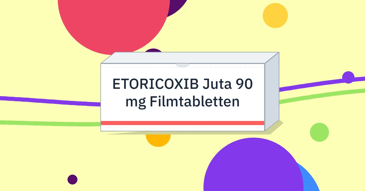 Symbolbild: Packung mit der Aufschrift ETORICOXIB Juta 90 mg Filmtabletten (PZN 18050085) – Verfügbarkeit und Bezug in Apotheken in Frankfurt am Main