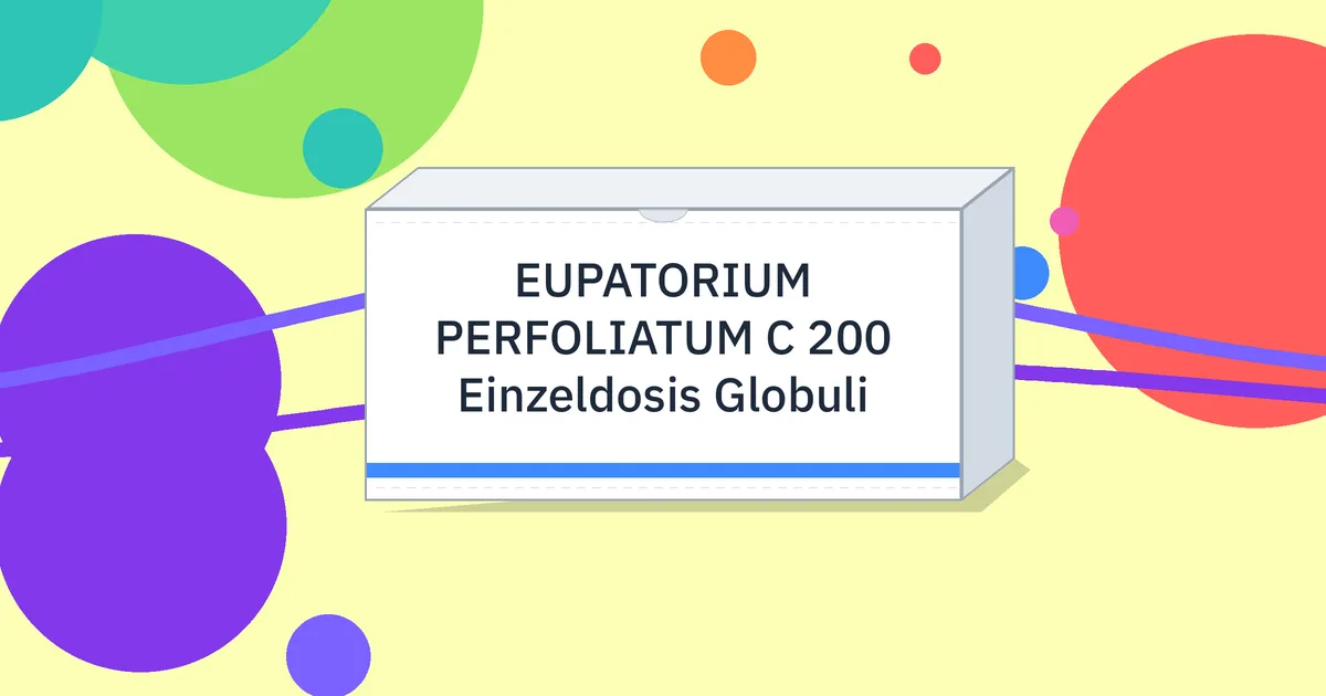 Symbolbild: Packung mit der Aufschrift EUPATORIUM PERFOLIATUM C 200 Einzeldosis Globuli (PZN 01543866) – Verfügbarkeit und Bezug in Apotheken in Frankfurt am Main