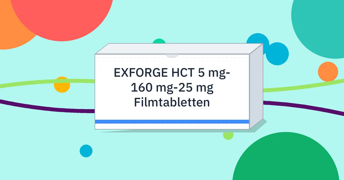 Symbolbild: Packung mit der Aufschrift EXFORGE HCT 5 mg-160 mg-25 mg Filmtabletten (PZN 10744428) – Verfügbarkeit und Bezug in Apotheken in Frankfurt am Main