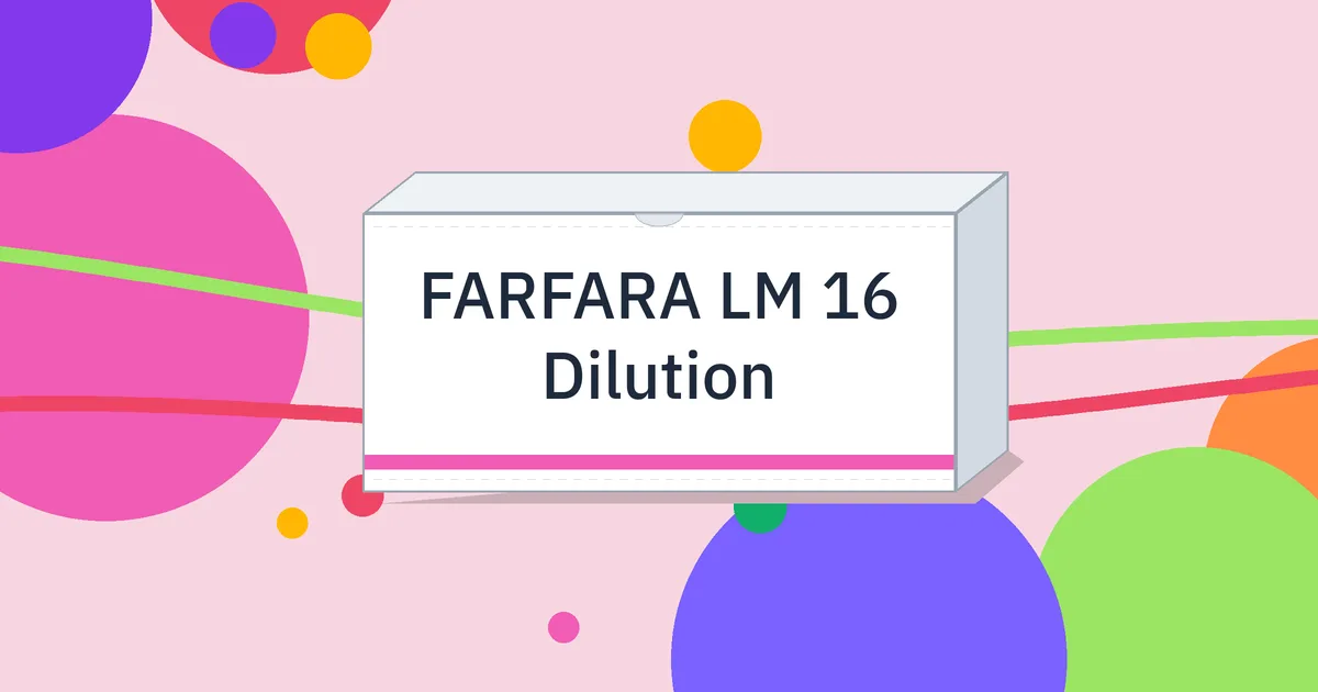 Symbolbild: Packung mit der Aufschrift FARFARA LM 16 Dilution (PZN 13487475) – Verfügbarkeit und Bezug in Apotheken in Frankfurt am Main