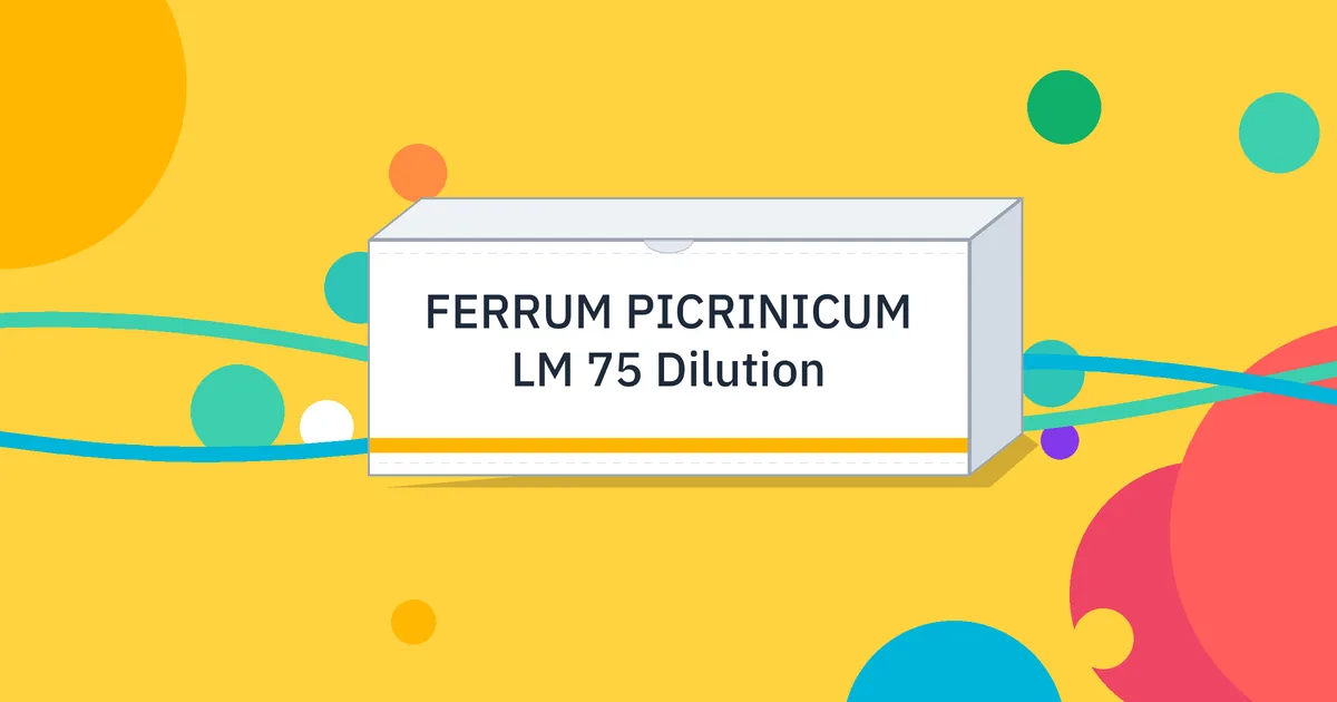 Symbolbild: Packung mit der Aufschrift FERRUM PICRINICUM LM 75 Dilution (PZN 12852814) – Verfügbarkeit und Bezug in Apotheken in Frankfurt am Main