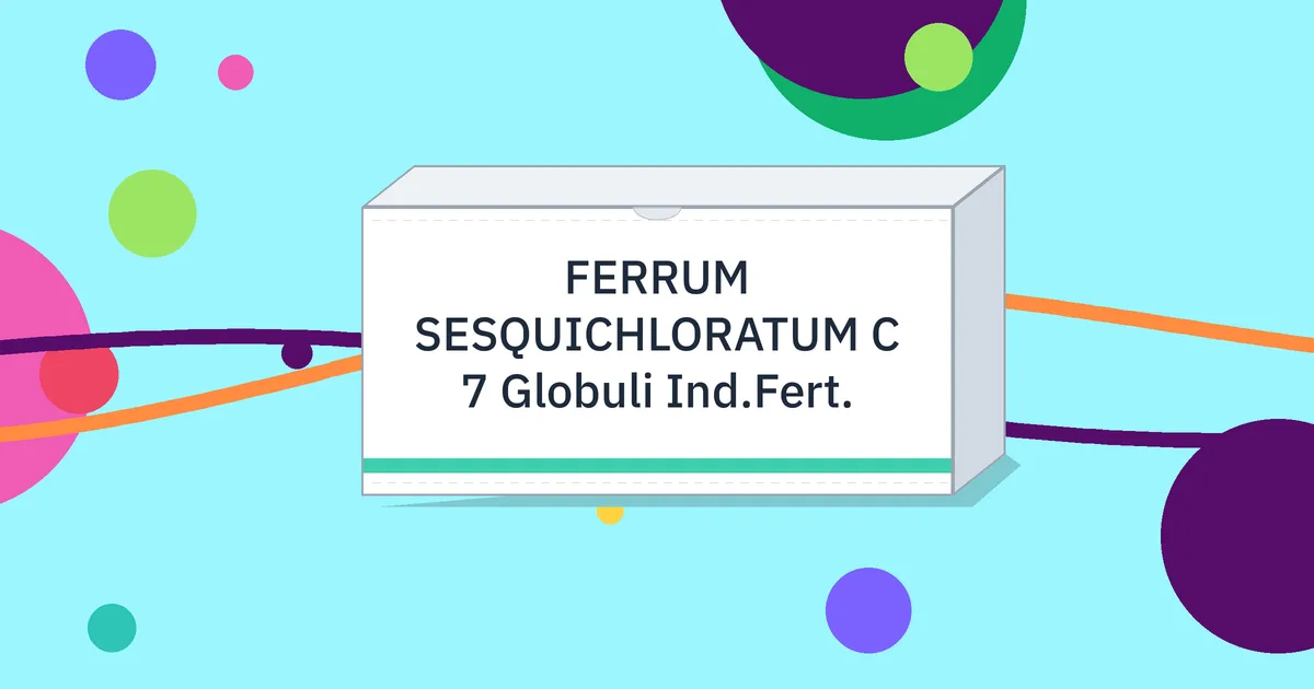 Symbolbild: Packung mit der Aufschrift FERRUM SESQUICHLORATUM C 7 Globuli Ind.Fert. (PZN 17732931) – Verfügbarkeit und Bezug in Apotheken in Frankfurt am Main