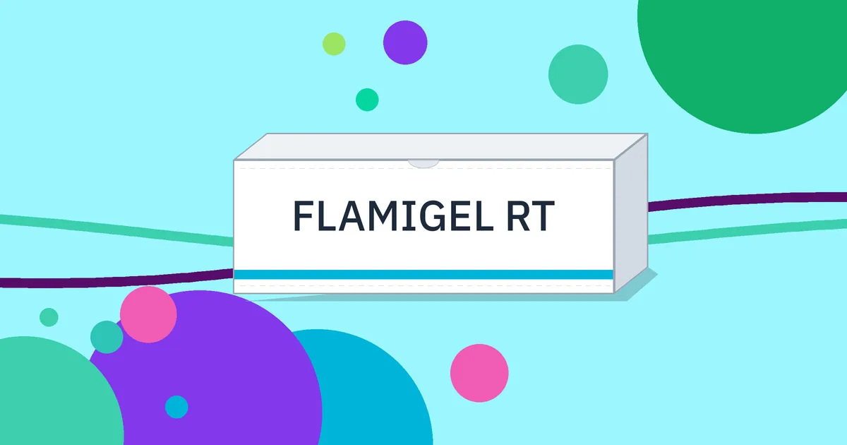 Symbolbild: Packung mit der Aufschrift FLAMIGEL RT (PZN 14384719) – Verfügbarkeit und Bezug in Apotheken in Frankfurt am Main