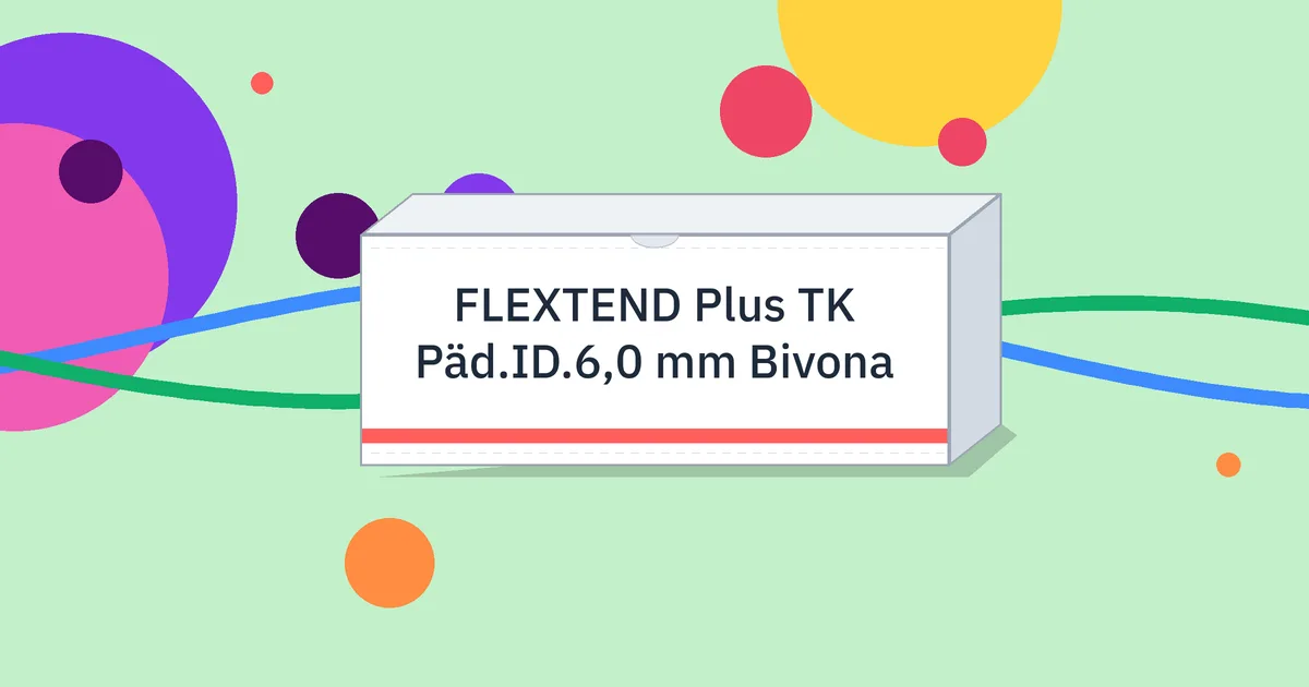 Symbolbild: Packung mit der Aufschrift FLEXTEND Plus TK Päd.ID.6,0 mm Bivona (PZN 06827143) – Verfügbarkeit und Bezug in Apotheken in Frankfurt am Main