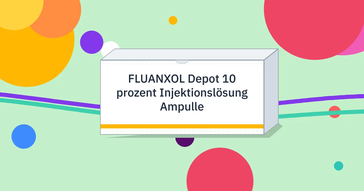 Symbolbild: Packung mit der Aufschrift FLUANXOL Depot 10 prozent Injektionslösung Ampulle (PZN 02245757) – Verfügbarkeit und Bezug in Apotheken in Frankfurt am Main