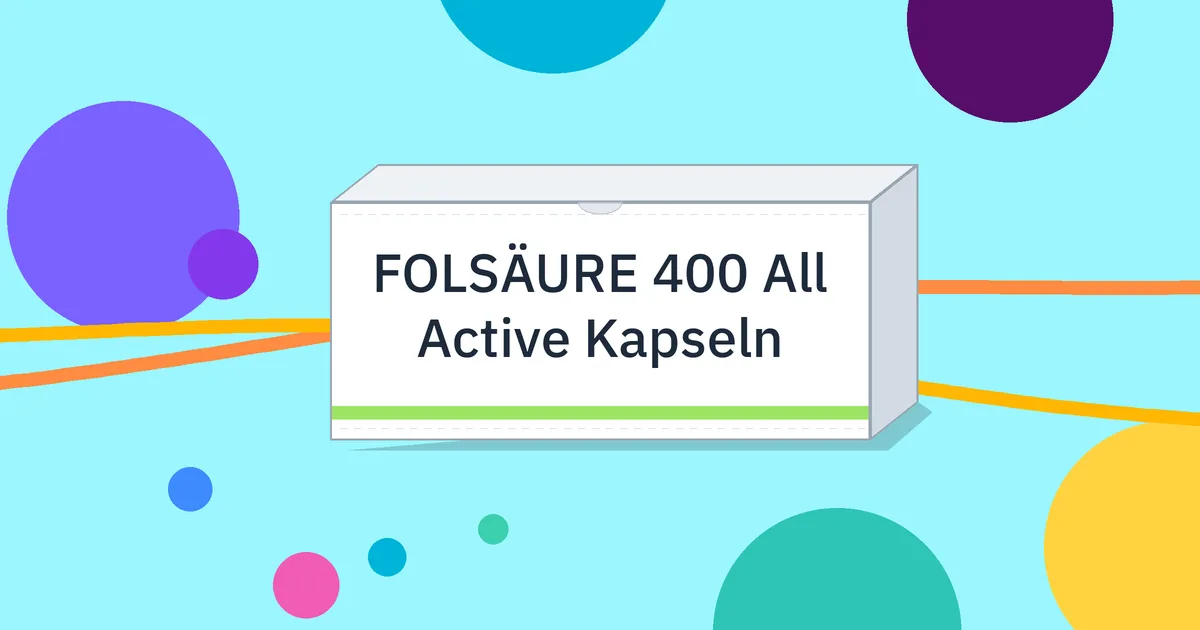 Symbolbild: Packung mit der Aufschrift FOLSÄURE 400 All Active Kapseln (PZN 00243435) – Verfügbarkeit und Bezug in Apotheken in Frankfurt am Main