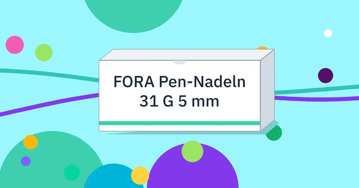 Symbolbild: Packung mit der Aufschrift FORA Pen-Nadeln 31 G 5 mm (PZN 20574022) – Verfügbarkeit und Bezug in Apotheken in Frankfurt am Main