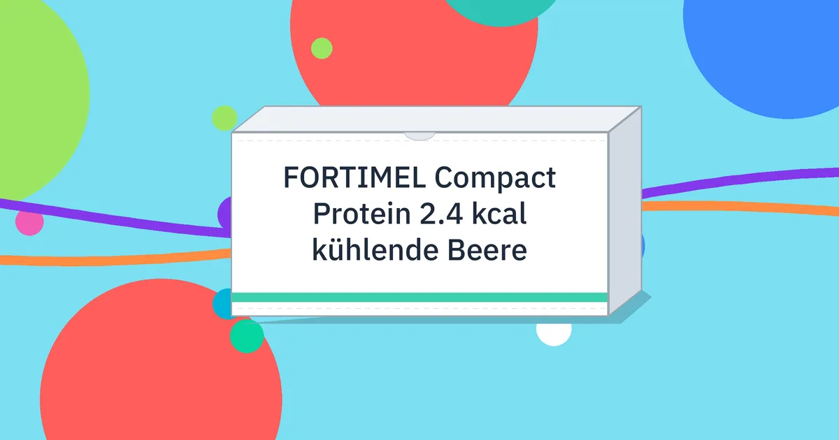 Symbolbild: Packung mit der Aufschrift FORTIMEL Compact Protein 2.4 kcal kühlende Beere (PZN 19490662) – Verfügbarkeit und Bezug in Apotheken in Frankfurt am Main