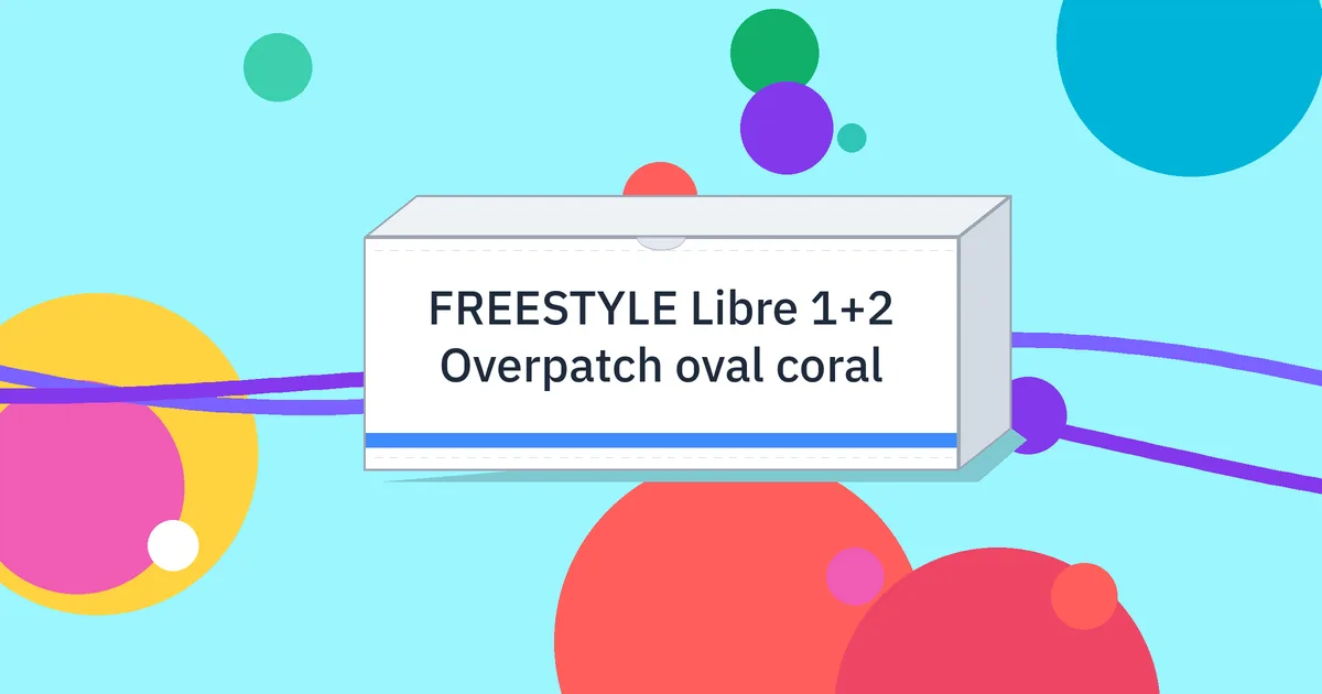 Symbolbild: Packung mit der Aufschrift FREESTYLE Libre 1+2 Overpatch oval coral (PZN 19864393) – Verfügbarkeit und Bezug in Apotheken in Frankfurt am Main