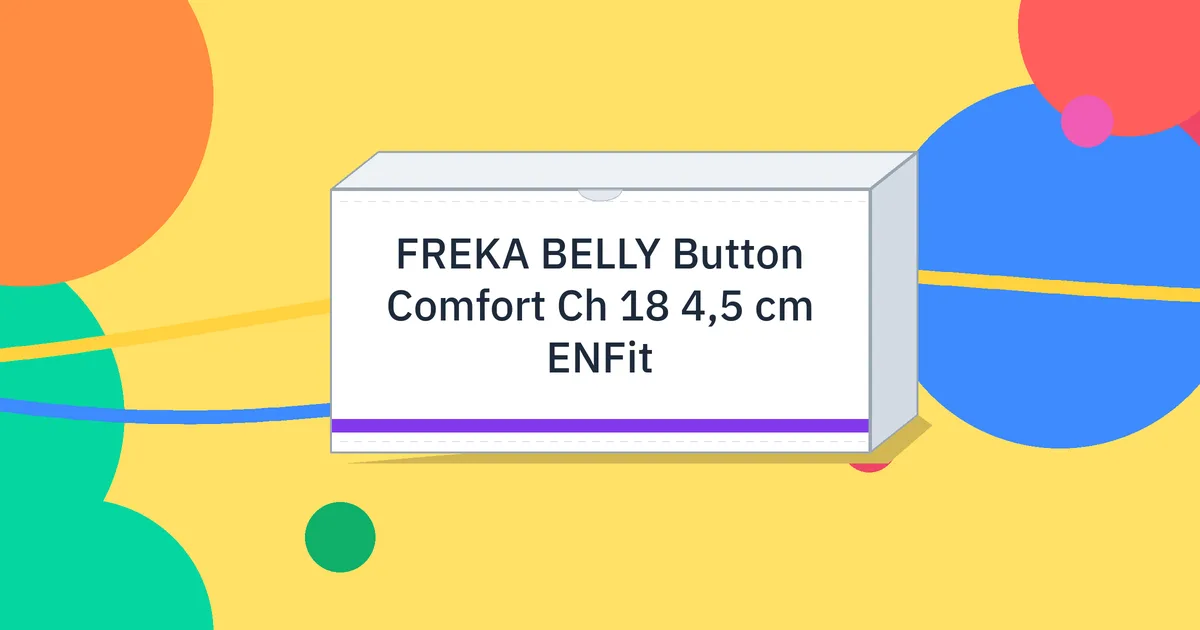 Symbolbild: Packung mit der Aufschrift FREKA BELLY Button Comfort Ch 18 4,5 cm ENFit (PZN 11481540) – Verfügbarkeit und Bezug in Apotheken in Frankfurt am Main